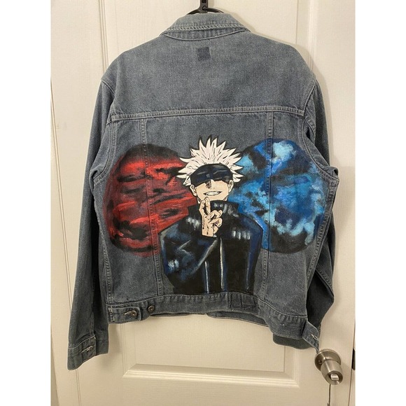 Nautica | Jackets & Coats | Custom Hand Painted Jiujitsu Kaisen Gojo ...